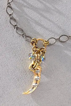 MIKAL WINN Dark Anthem Necklace With Swarovski Crystals - Gold