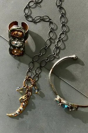 MIKAL WINN Dark Anthem Necklace With Swarovski Crystals - Gold