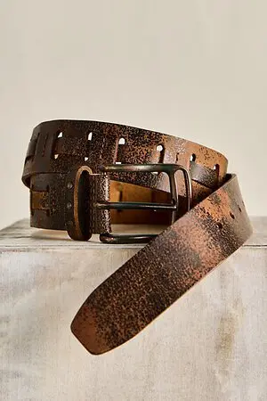 Free People We The Free Distressed Leather Belt With Metal Buckle
