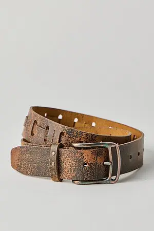 Free People We The Free Distressed Leather Belt With Metal Buckle