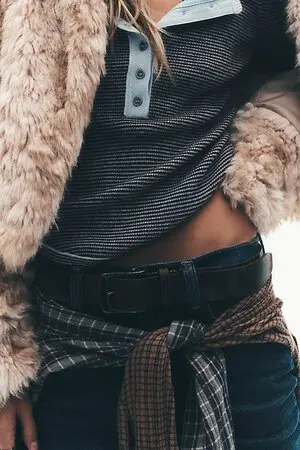 Free People We The Free Distressed Leather Belt With Metal Buckle
