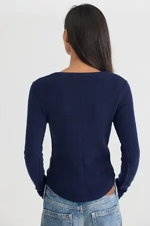 Free People We The Free Hudson Solid Cashmere Henley - Shark