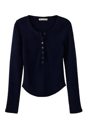 Free People We The Free Hudson Solid Cashmere Henley - Shark