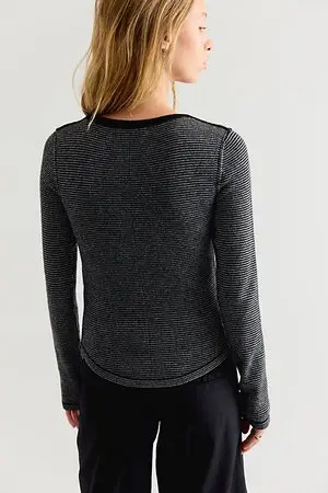 Free People We The Free Hudson Henley - Charcoal Combo