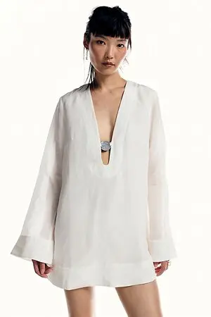 Shona Joy Paloma Plunge Long-sleeve Mini Dress