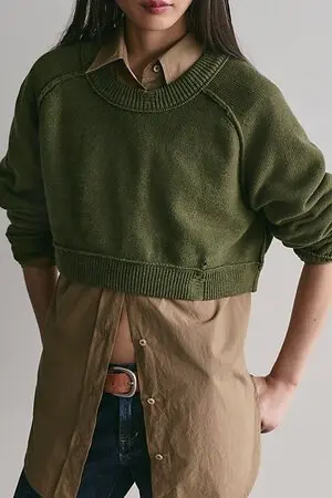 Free People We The Free Tennessee Cropped Pullover Grape Leaf Heather