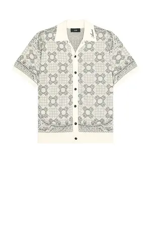 Amiri Ma Quad Check Mesh Knit Shirt In Light Grey