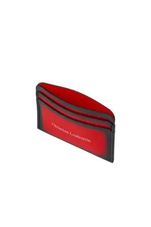 CHRISTIAN LOUBOUTIN Canopy Card Holder Calf Brush In Red