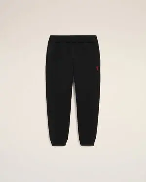 AMI Paris Organic Cotton Track Pants With De Coeur Embroidery - Black