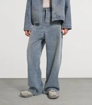 Balenciaga Embroidered Logo Baggy Fit Jeans