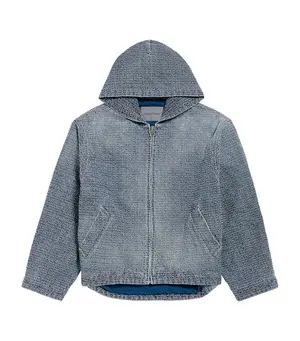 Balenciaga Logo Embroidered Denim Jacket - Blue