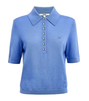 Maje Wool Polo Sweater - Blue