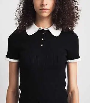 Maje Rib-knit Polo Shirt