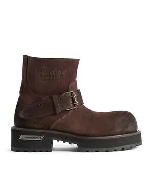 Balenciaga Suede Venom Biker Boots - Brown