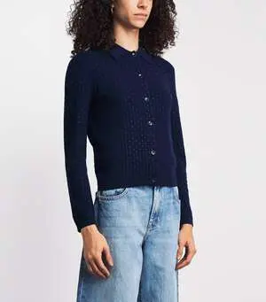 Maje Wool Embellished Polo Cardigan