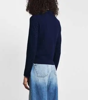 Maje Wool Embellished Polo Cardigan