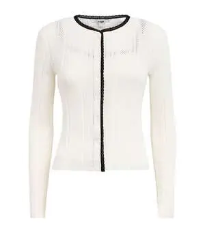 Maje Pointelle-knit Cardigan And Tank Top Set - White