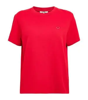 Maje Cotton Embroidered Logo T-shirt - Red