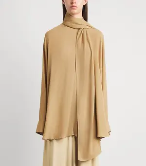 TOTEME Draped Scarf Blouse - Beige