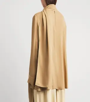 TOTEME Draped Scarf Blouse - Beige