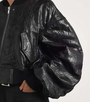 Rick Owens Crinkled Leather Bomber Jacket