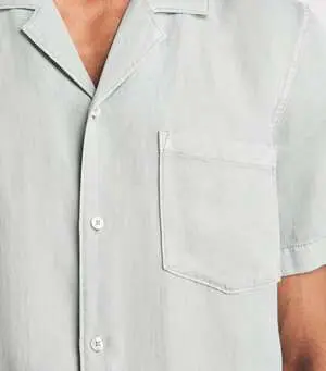 Paige Linen-blend Albro Short-sleeve Shirt - Blue