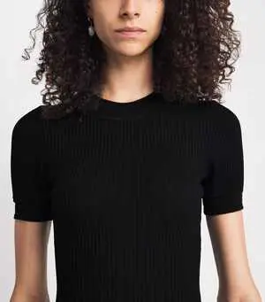 Claudie Pierlot Knitted Midi Dress With Pleated Skirt