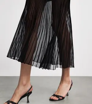 Claudie Pierlot Knitted Midi Dress With Pleated Skirt