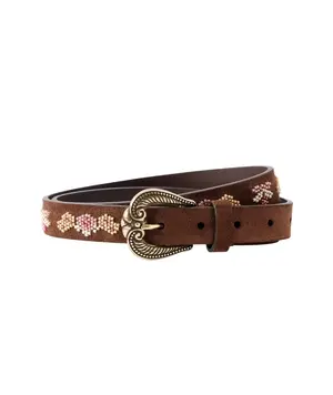 Etro Beaded Suede Belt - Brown