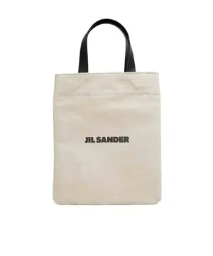 JIL SANDER Logo Top Handle Tote Bag - Natural