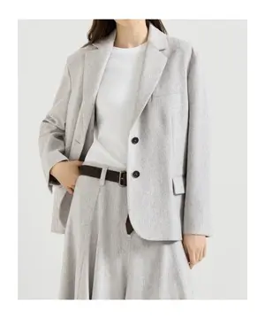 Brunello Cucinelli Wool Flannel Blazer With Monili