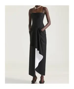 Givenchy Sliced Long Wrapped Dress In Wool And Mohair