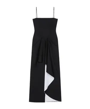 Givenchy Sliced Long Wrapped Dress In Wool And Mohair - Black