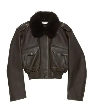 Acne Studios Leather Bomber Jacket - Black