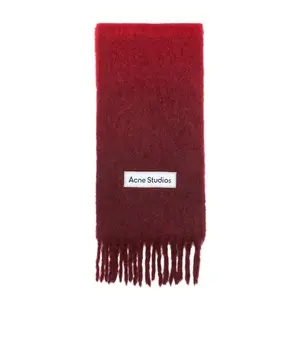Acne Studios Logo Patch Fringed Scarf - Red