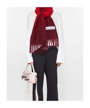 Acne Studios Logo Patch Fringed Scarf