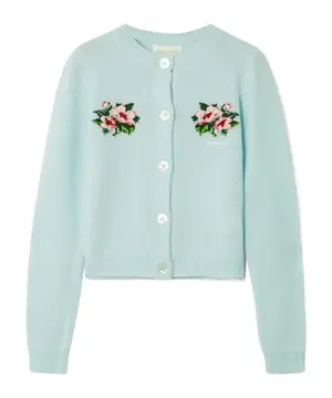 SHUSHU/TONG Cropped Cardigan With Floral Embroidery