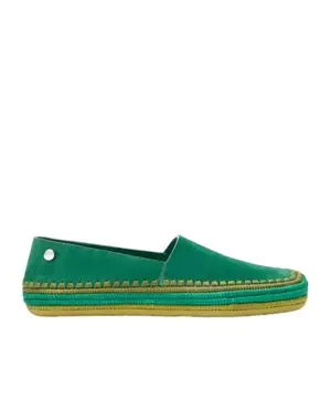 Loewe Rio Slipper In Suede And Raffia - Green