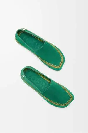 Loewe Rio Slipper In Suede And Raffia