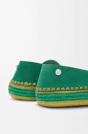 Loewe Rio Slipper In Suede And Raffia
