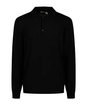 Canali Long Sleeve Polo Shirt - Black