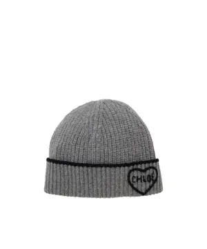 Chloé Logo Intarsia Knit Beanie - Gray
