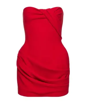 Magda Butrym Draped Strapless Mini Dress - Red