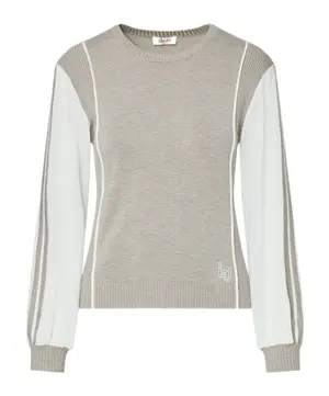 Liu Jo Sweater With Georgette Insert - Beige