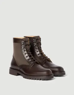 Brunello Cucinelli Waxed Calfskin And Techno Fabric Boots