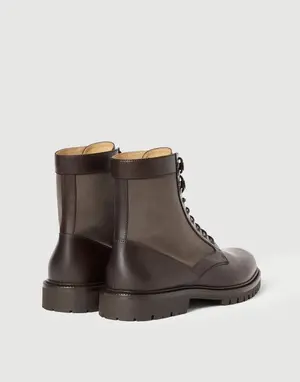 Brunello Cucinelli Waxed Calfskin And Techno Fabric Boots