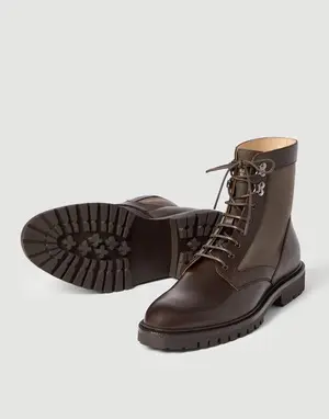 Brunello Cucinelli Waxed Calfskin And Techno Fabric Boots