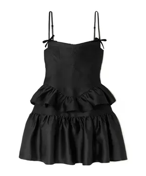 SHUSHU/TONG Bow-decorated Ruffle Dress - Black