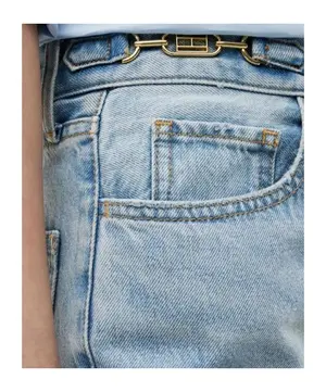 Tommy Hilfiger Logo Plaque Chain-link Tapered Leg Jeans