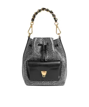 COCCINELLE Snake-print Leather Bucket Bag - Black